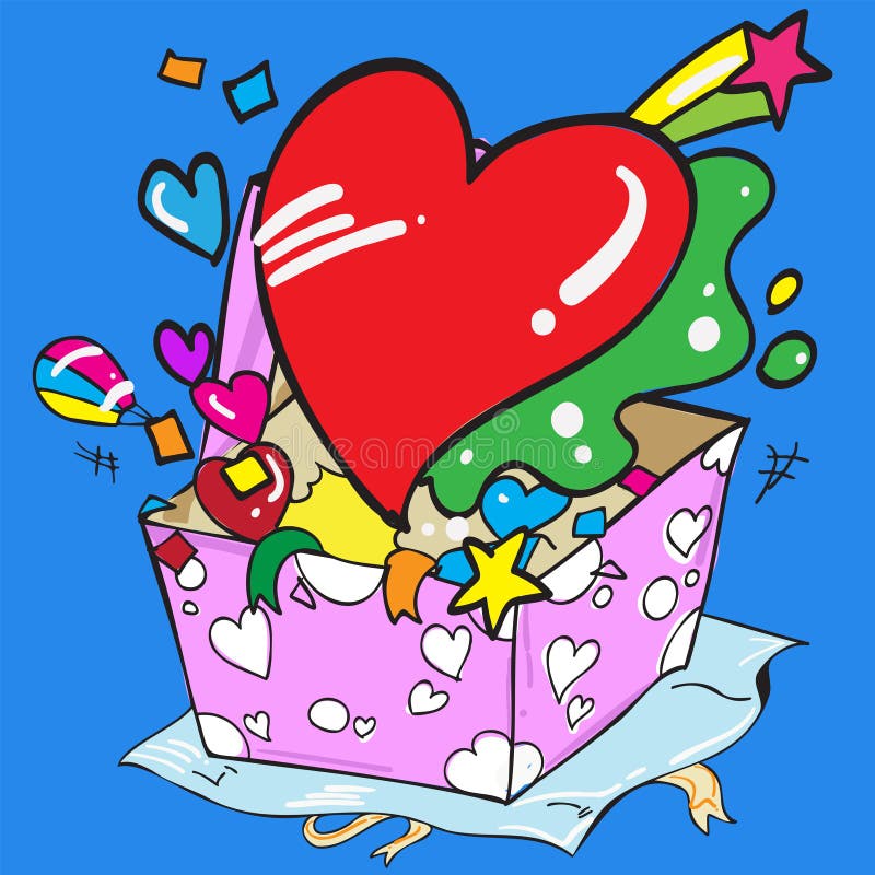 The Heart and Gift Box Cartoon Style Vector Image Stock Vector ...