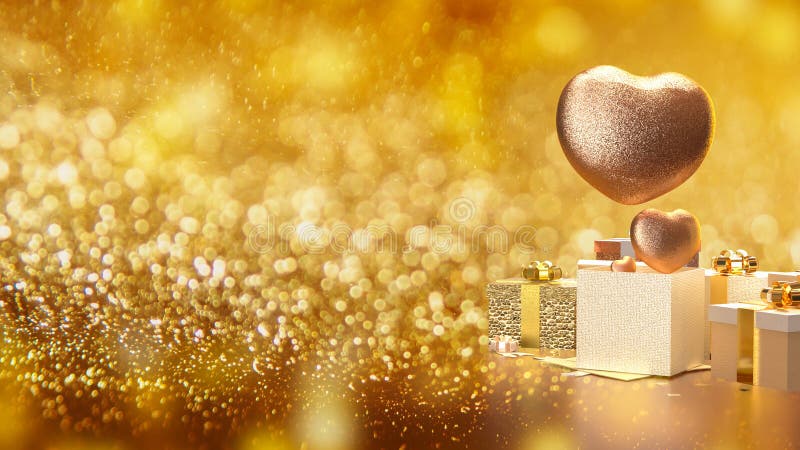 The Heart and Gift Box for Celebration or Valentine Concept 3d ...