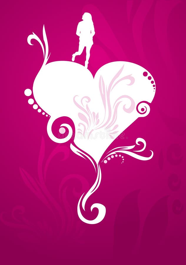 Heart and Girly Silhouette Pink Stock Illustration - Illustration of ...