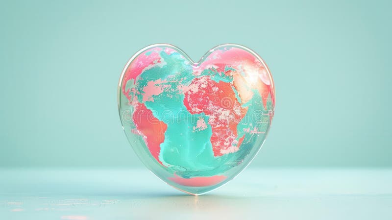 A Heart with a Globe Inside, Symbolizing Global Love Stock Illustration ...