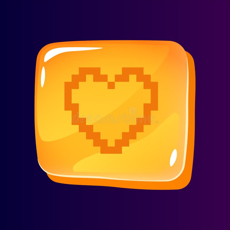 Heart Glossy Ui Button with Pixelated Icon Stock Vector - Illustration ...