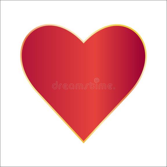 Red Glowing Heart Gradient with Golden Outline Icon Vector Design ...