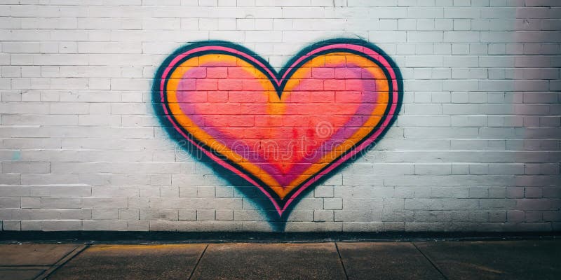 Heart with Graffiti Spray Paint Effect, Red Heart Graffiti Stock ...