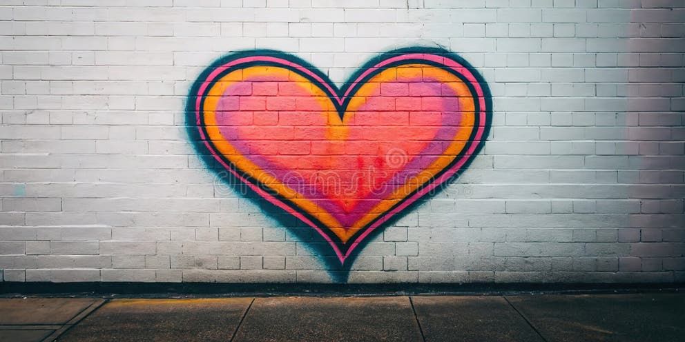 Heart with Graffiti Spray Paint Effect, Red Heart Graffiti Stock ...