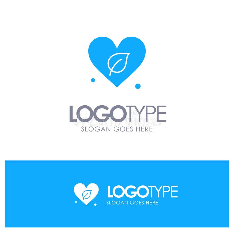 Heart, Green, World, Save Blue Solid Logo with Place for Tagline Stock ...