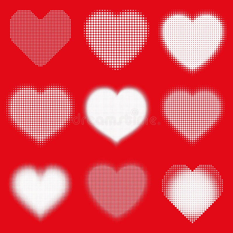 Heart halftone dots set stock vector. Illustration of effect - 48582393