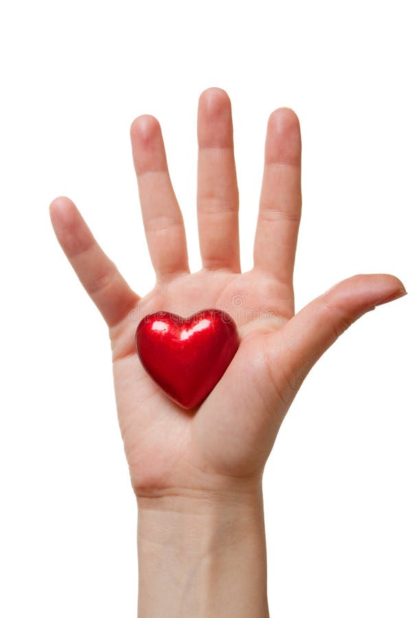 Colorful Painted Hand with the Heart Symbol Drawn on the Palms. Stock ...