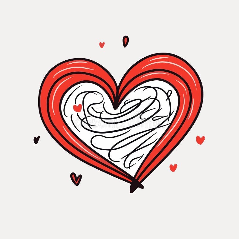 Heart Hand-drawn Comic Illustration. Heart. Vector Doodle Style Cartoon ...
