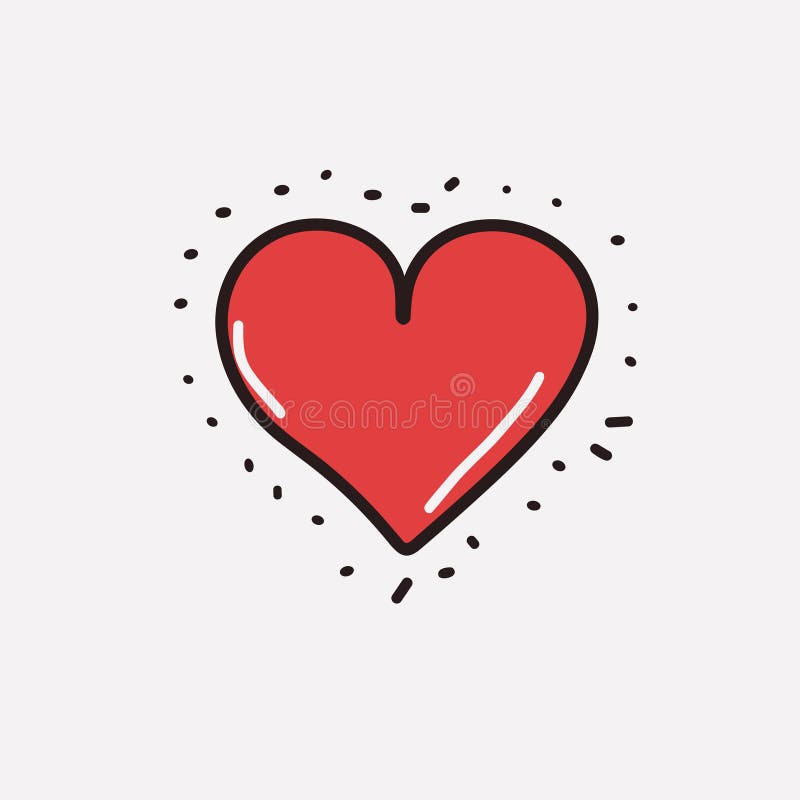 Heart Hand-drawn Comic Illustration. Heart. Vector Doodle Style Cartoon ...