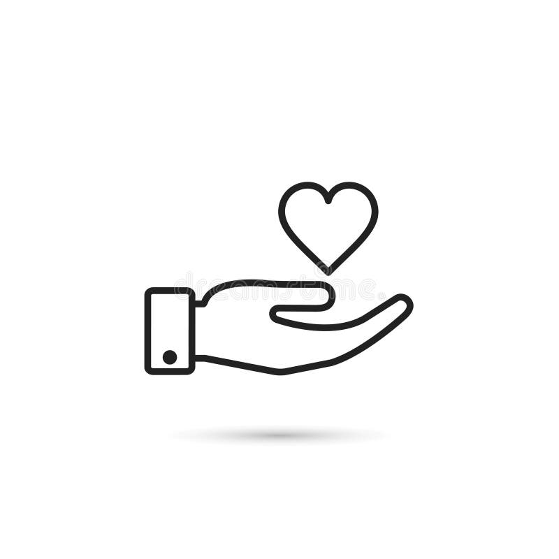 Heart in Hand Icon, Vector Isolated Outline Symbol Stock Vector ...