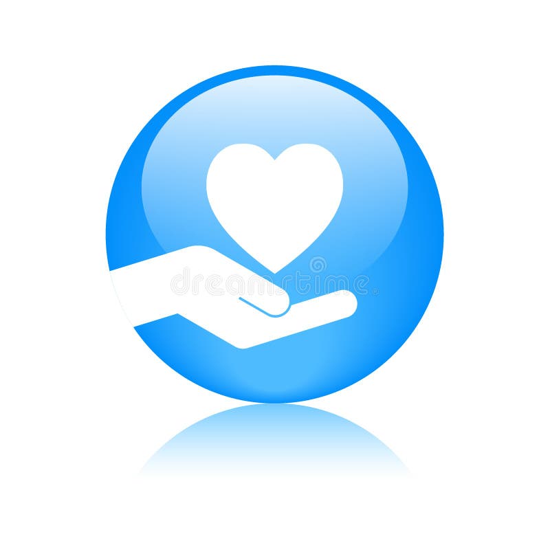 Heart in hand logo blue stock illustration. Illustration of branding ...