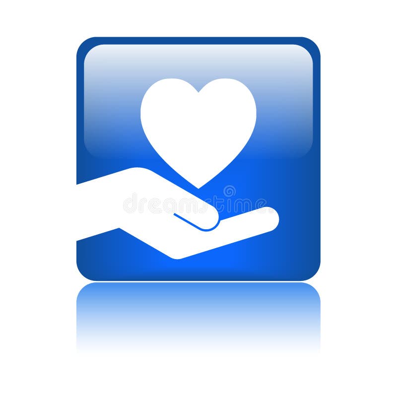 Heart in hand logo blue stock illustration. Illustration of branding ...