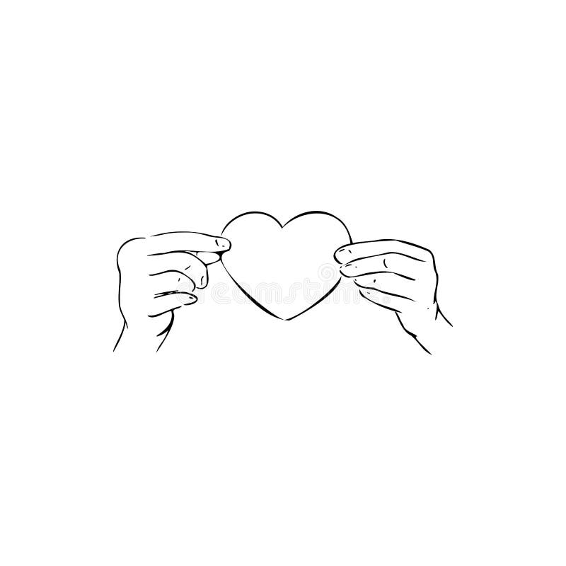Heart in Hand Sketch Vector Illustration Stock Vector - Illustration of ...