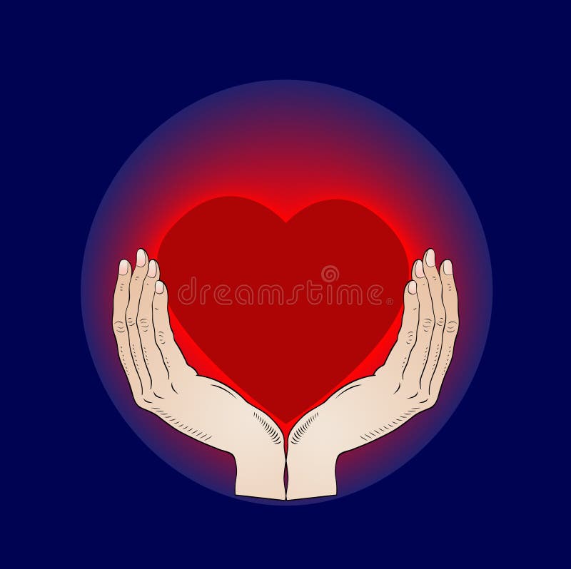 Heart in the hands stock vector. Illustration of feeling - 12709521
