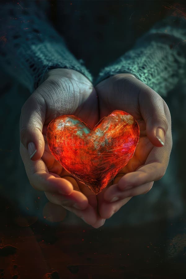 Heart in the Hands of a Child. Selective Focus Stock Illustration ...