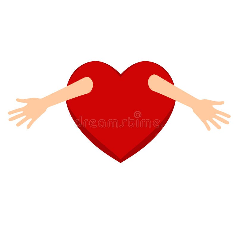 Heart with Hands Hug Symbol Love and Care Stock Vector - Illustration ...