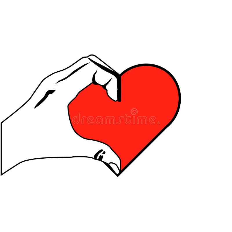 Heart with Hands and Red Heart. Half Heart. Stock Vector - Illustration ...