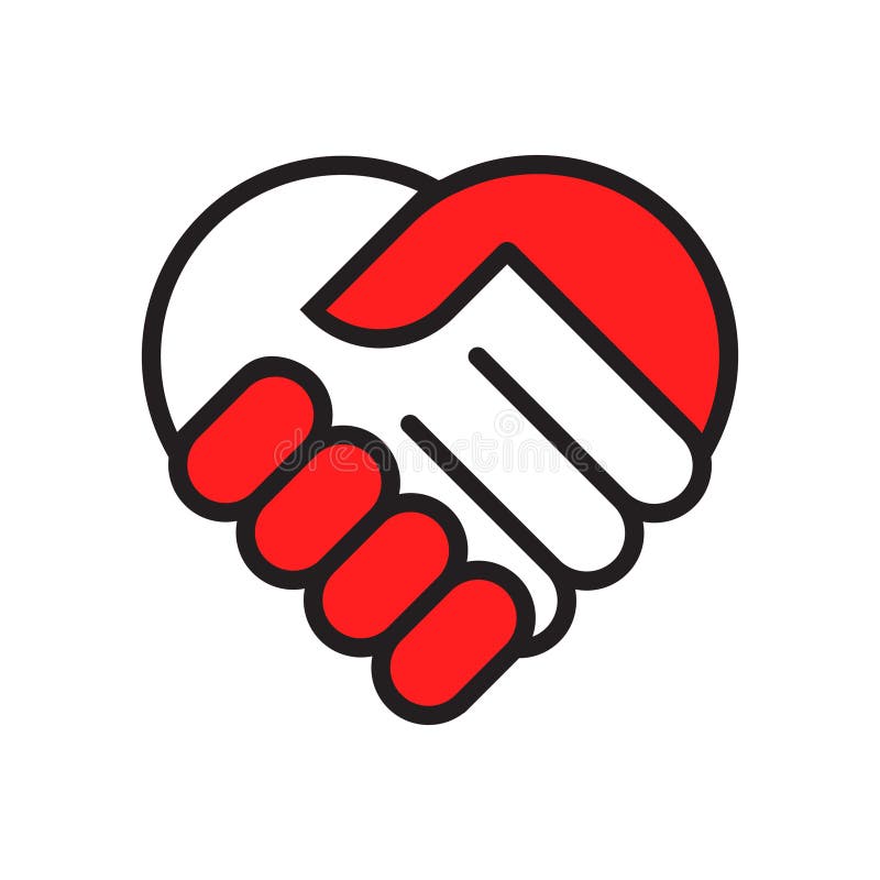 Heart Handshake Icon. Partnership Symbol. Red and White. Vector ...