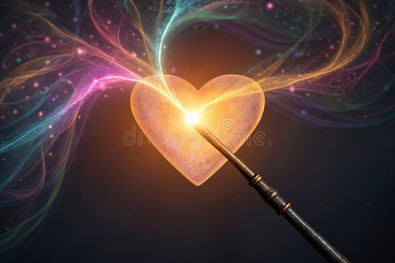 Heart with Harry Potter Wand, Magic Heart Design Stock Illustration ...