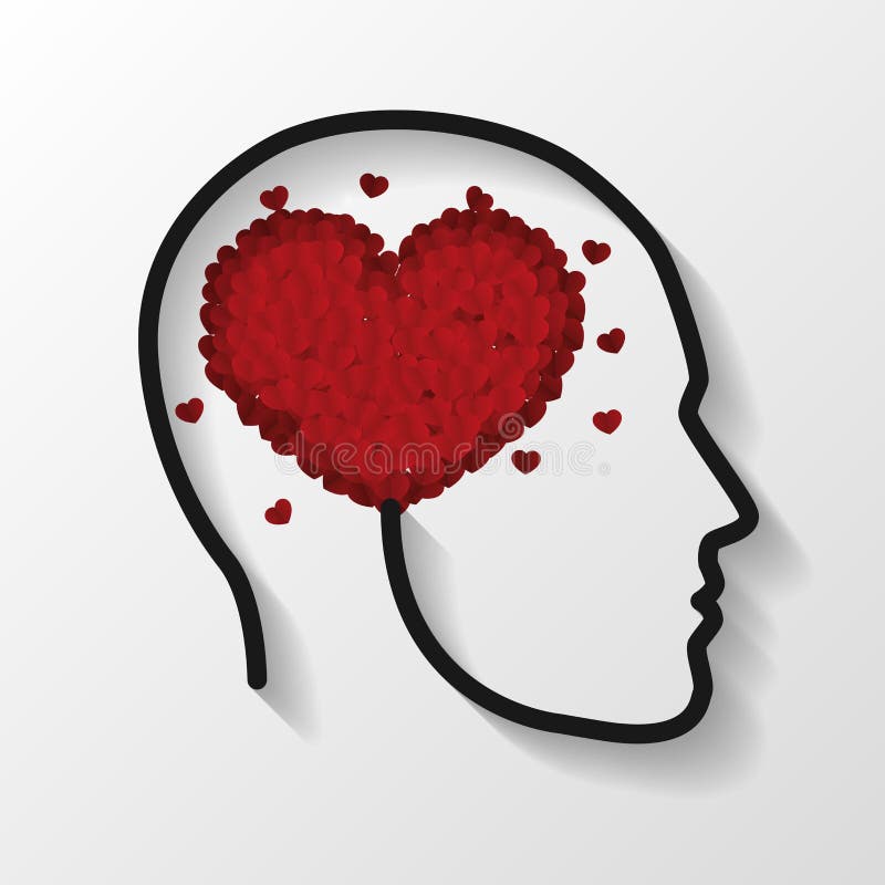 Heart in the Head. Concept of Love Stock Vector - Illustration of ...