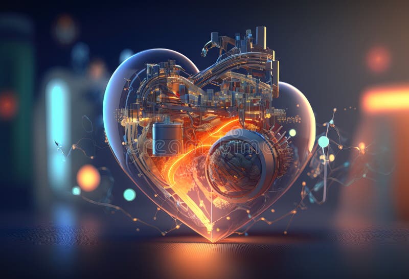 Heart Health Care Technology Concept. Generative AI Stock Illustration ...