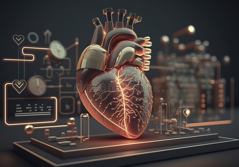Heart Health Care Technology Concept. Generative AI Stock Illustration ...