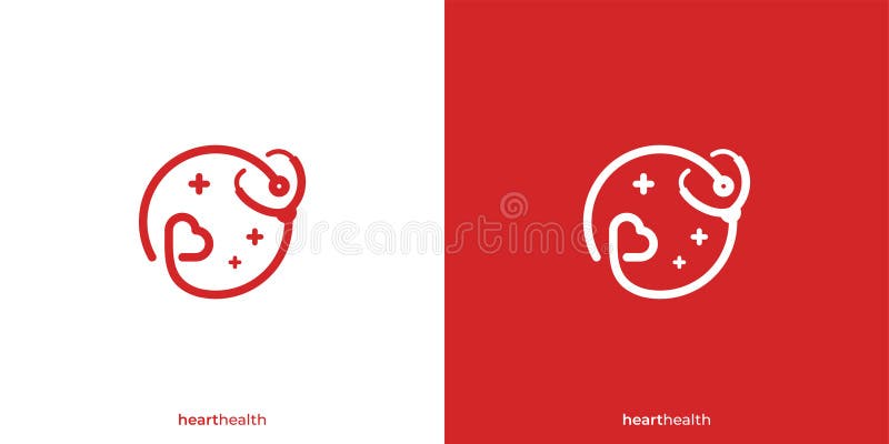 Heart Care Logo Designs. Stethoscope Healthcare with Minimalist Outline ...