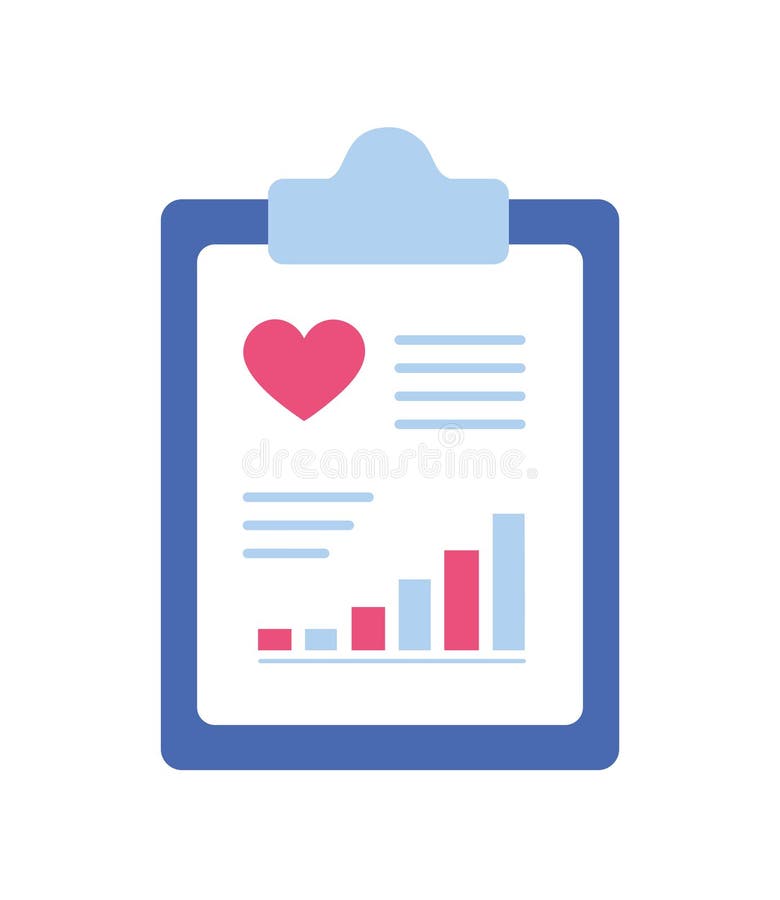 Heart Health Chart on Clipboard Icon Stock Vector - Illustration of ...