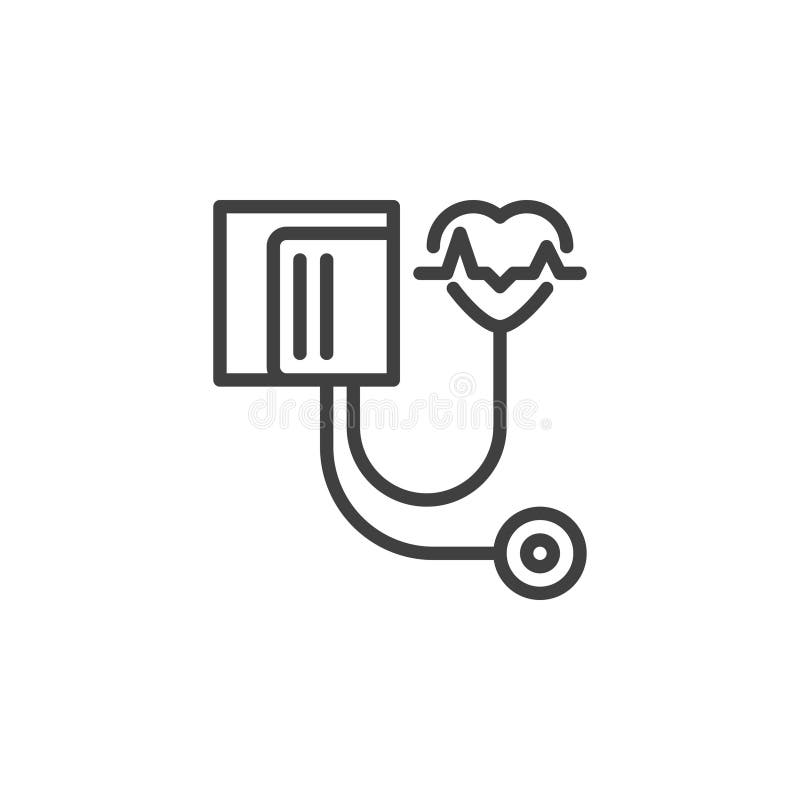 Heart Health Checkup Line Icon Stock Vector Illustration Of Sign