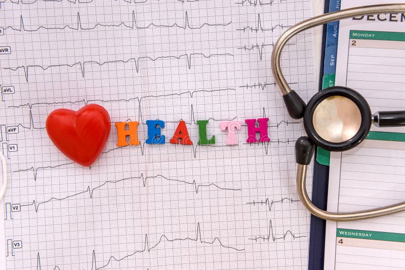 Heart Health Concept with Cardiogram and Stethoscope Stock Image ...