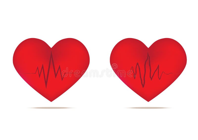 Heart and Heart Wave; Heart Beats Stock Vector - Illustration of ...