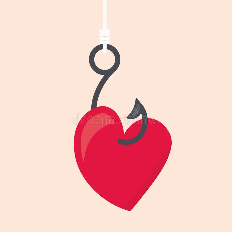 Heart on the Hook Valentine S Day Falling in Love Concept Stock Vector ...