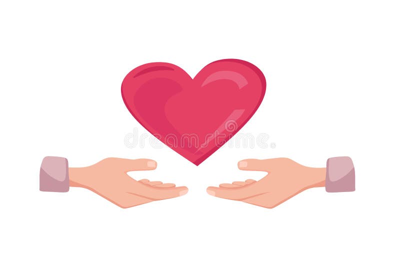 Heart Hovering Over the Hand. Vector Cartoon Illustration Stock Vector ...