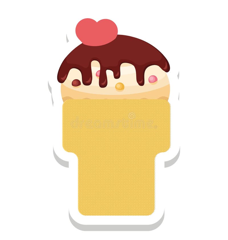 Heart on Ice Cone, Ice Cone Vector Icon Editable Stock Vector ...