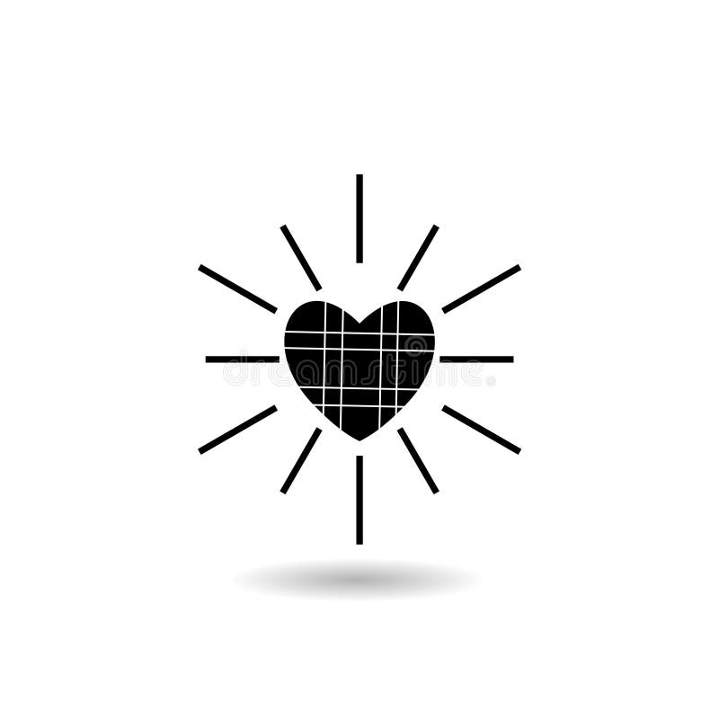 Heart Icon Black with Shadow Stock Vector - Illustration of flat, human ...