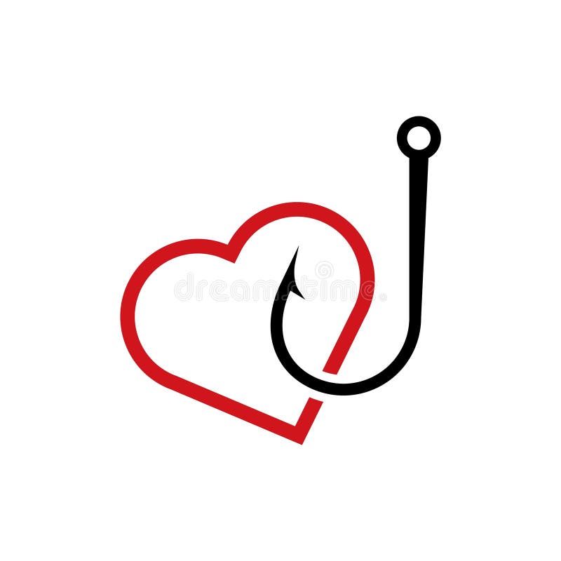 Heart Icon with Fish Hook Symbolizing Connection and Challenges in Love ...