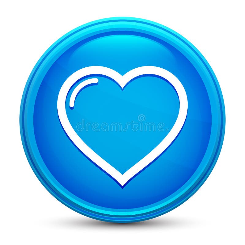 Heart Icon Glass Shiny Blue Round Button Isolated Design Vector ...