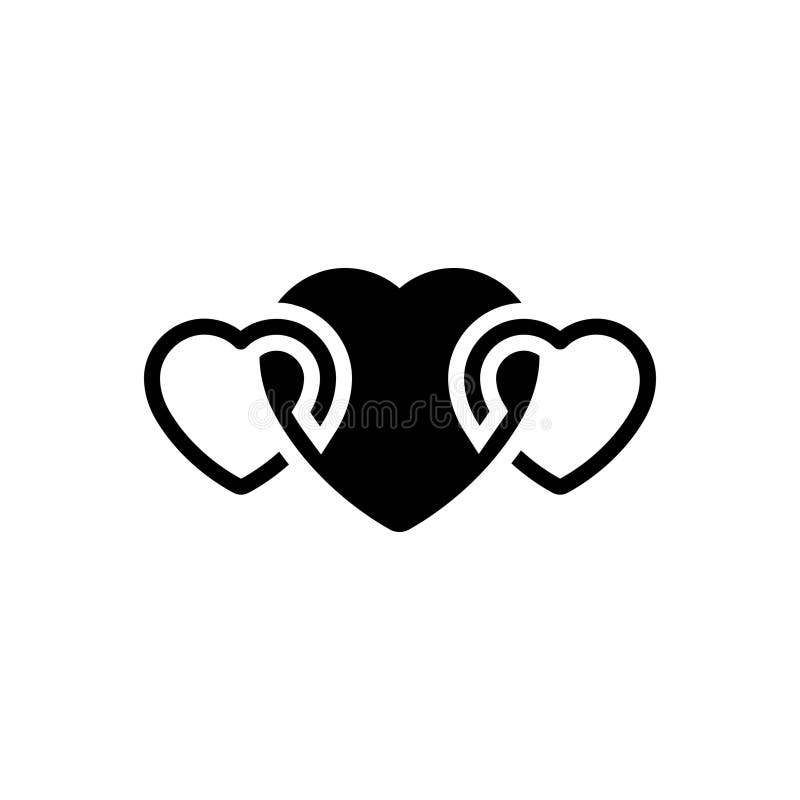 Black Solid Icon for Heart, Love and Romance Stock Illustration ...