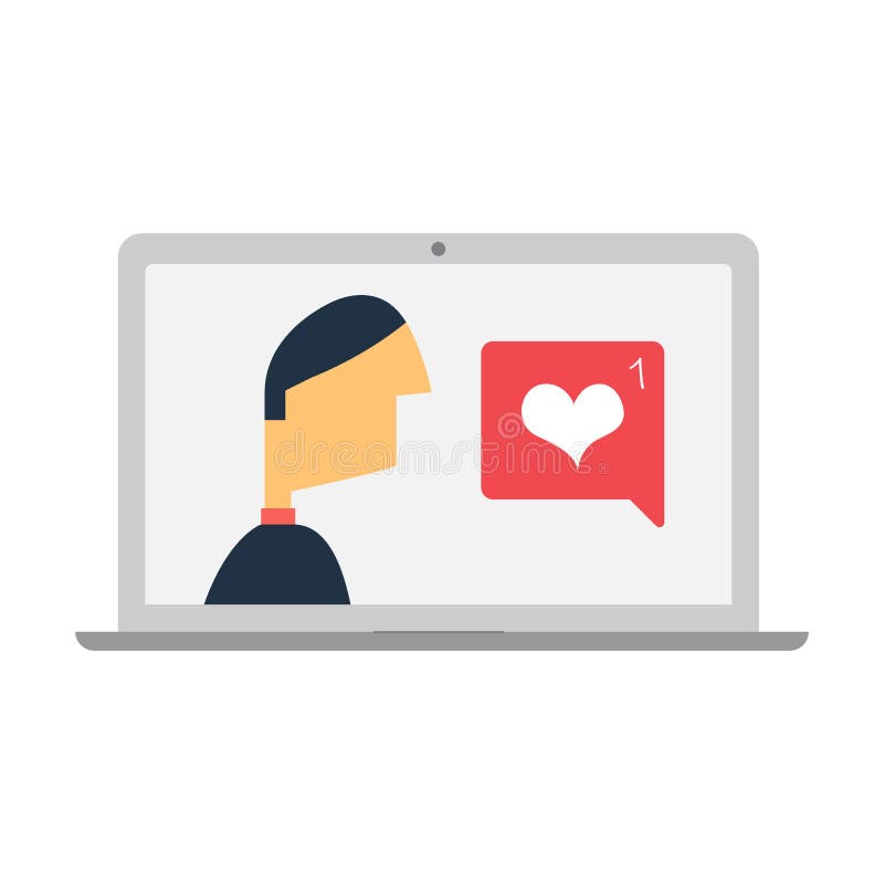 Heart Icon and a Message in Laptop Screen Stock Vector - Illustration ...