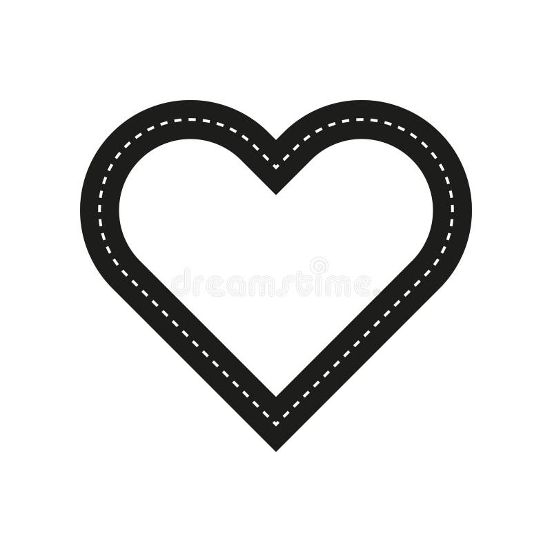 Heart Icon Outline. Black Dashed Lines. Simple and Elegant. Vector ...