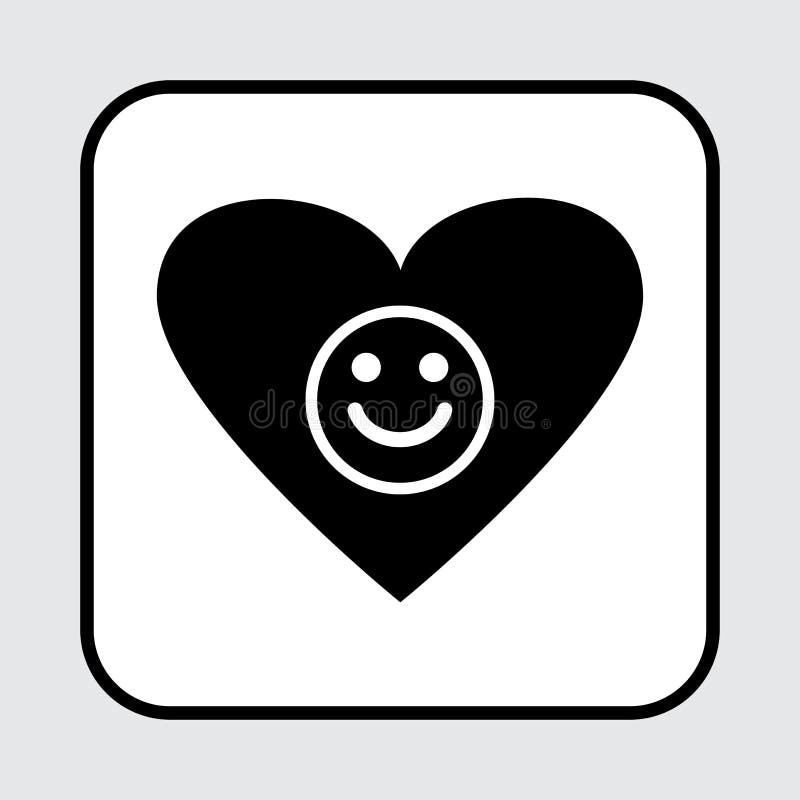 Heart Icon. Positive Smile in Heart Stock Illustration - Illustration ...