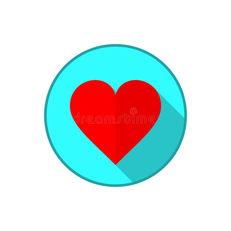 Heart Icon. Romantic Love Symbol. Blue Circle Button with Flat Icon ...