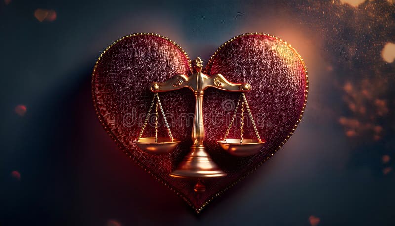 Heart Icon of the Scales of Justice Law and Regulations Stock ...