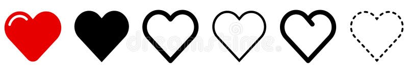 Heart Icon. Set of Different Heart Icons. Love Symbol Stock Vector ...