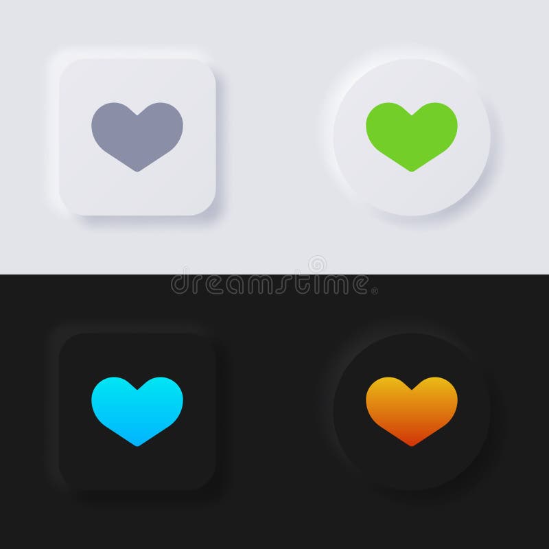Heart Icon Set, Multicolor Neumorphism Button Soft UI Design. Stock ...