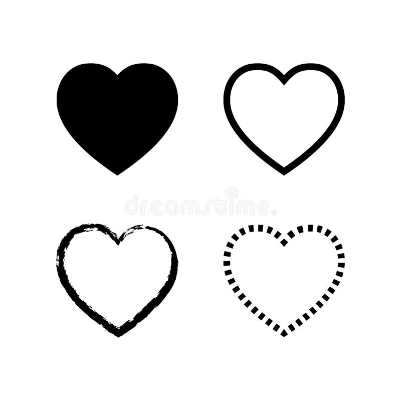 Heart Icon Set. Heart Symbol in Different Styles Vector EPS 10 Stock ...