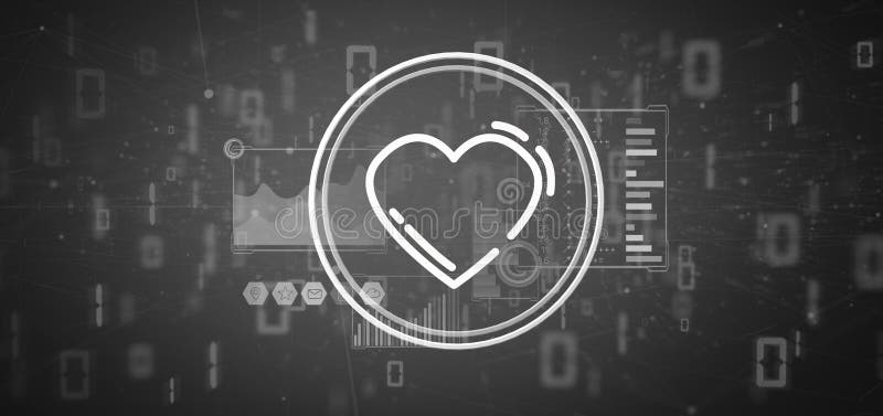 Heart Icon Surrounded by Data Stock Illustration - Illustration of ...