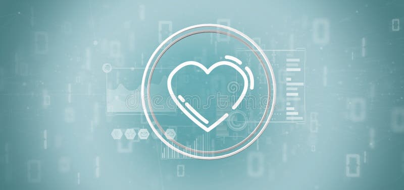 Heart Icon Surrounded by Data Stock Illustration - Illustration of ...