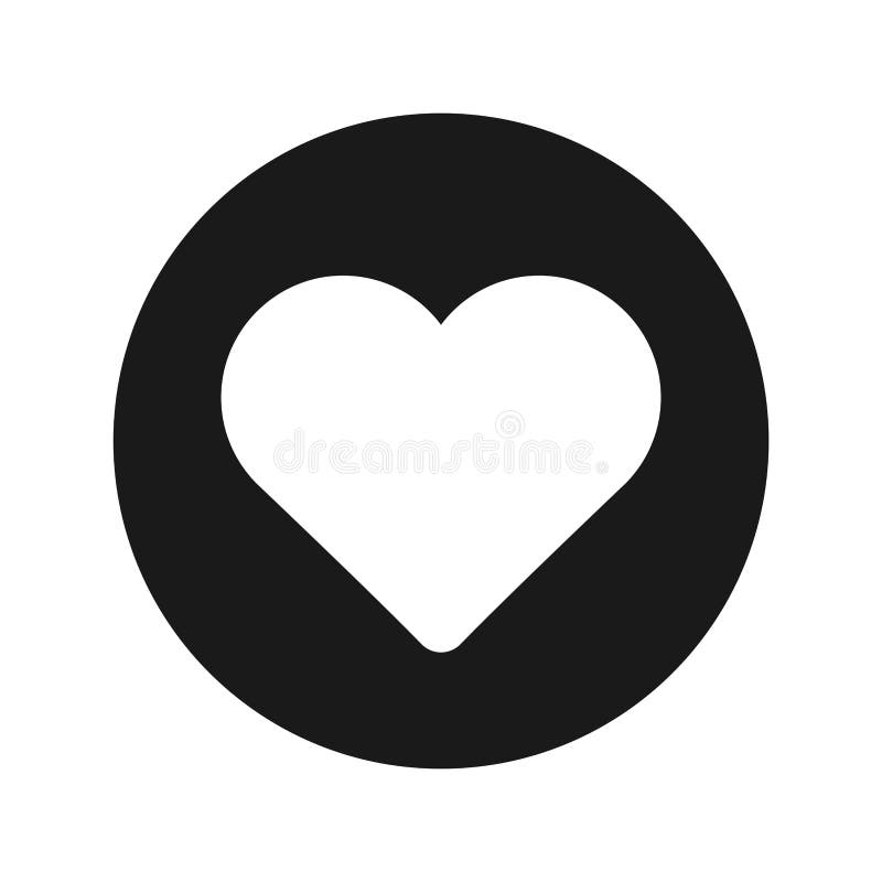 Heart Icon Flat Black Round Button Vector Illustration Stock Vector ...