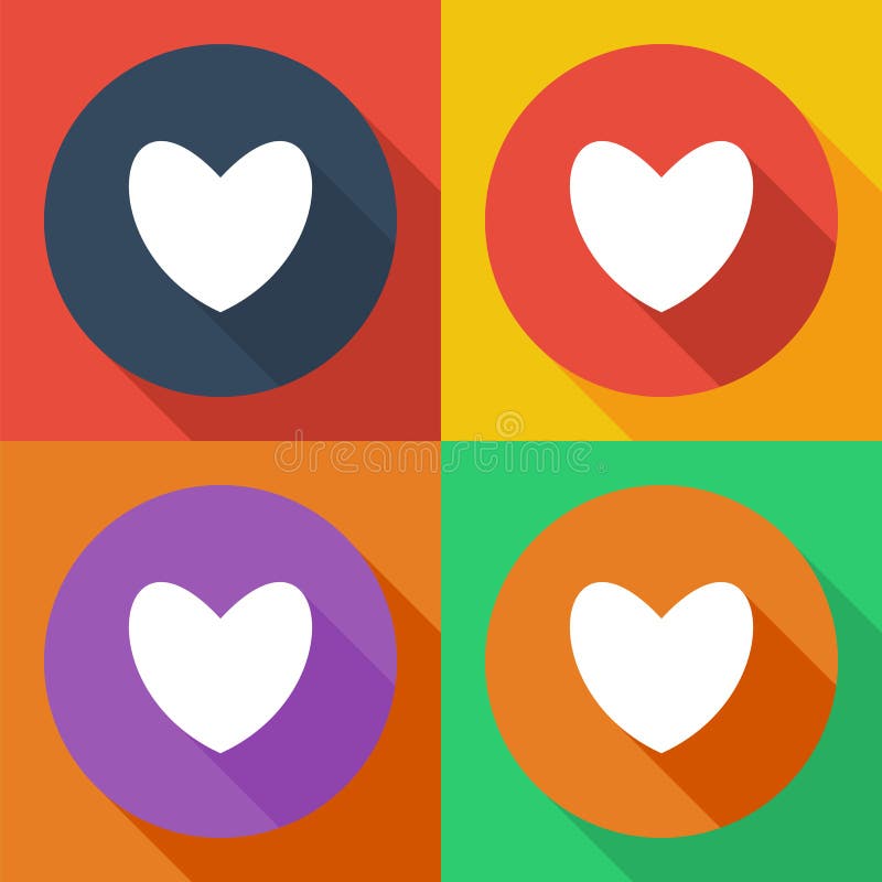 Heart icons. Flat design. stock vector. Illustration of flat - 91496229
